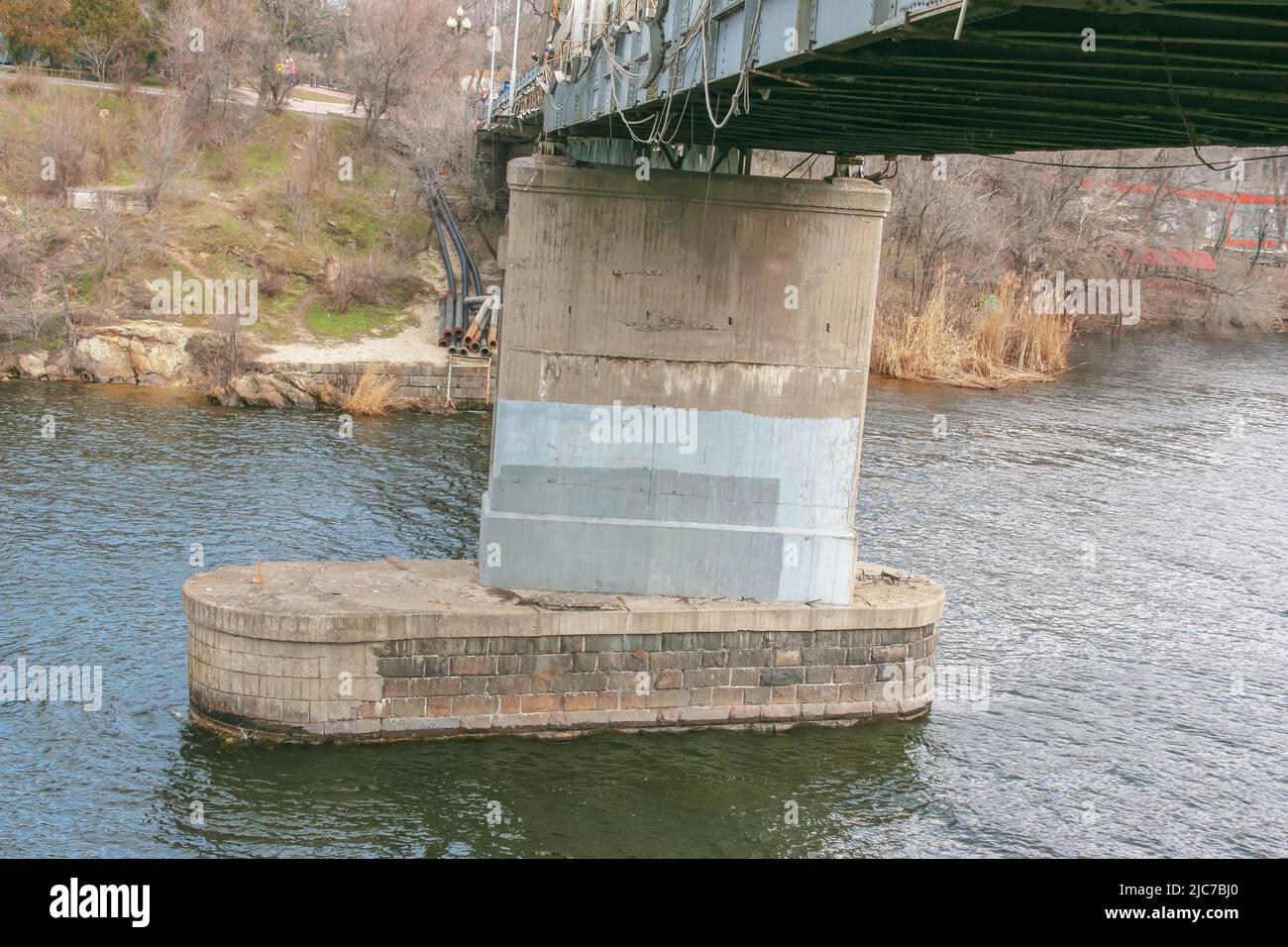 Structural elements of the old pedestrian bridge built in the USSR ...