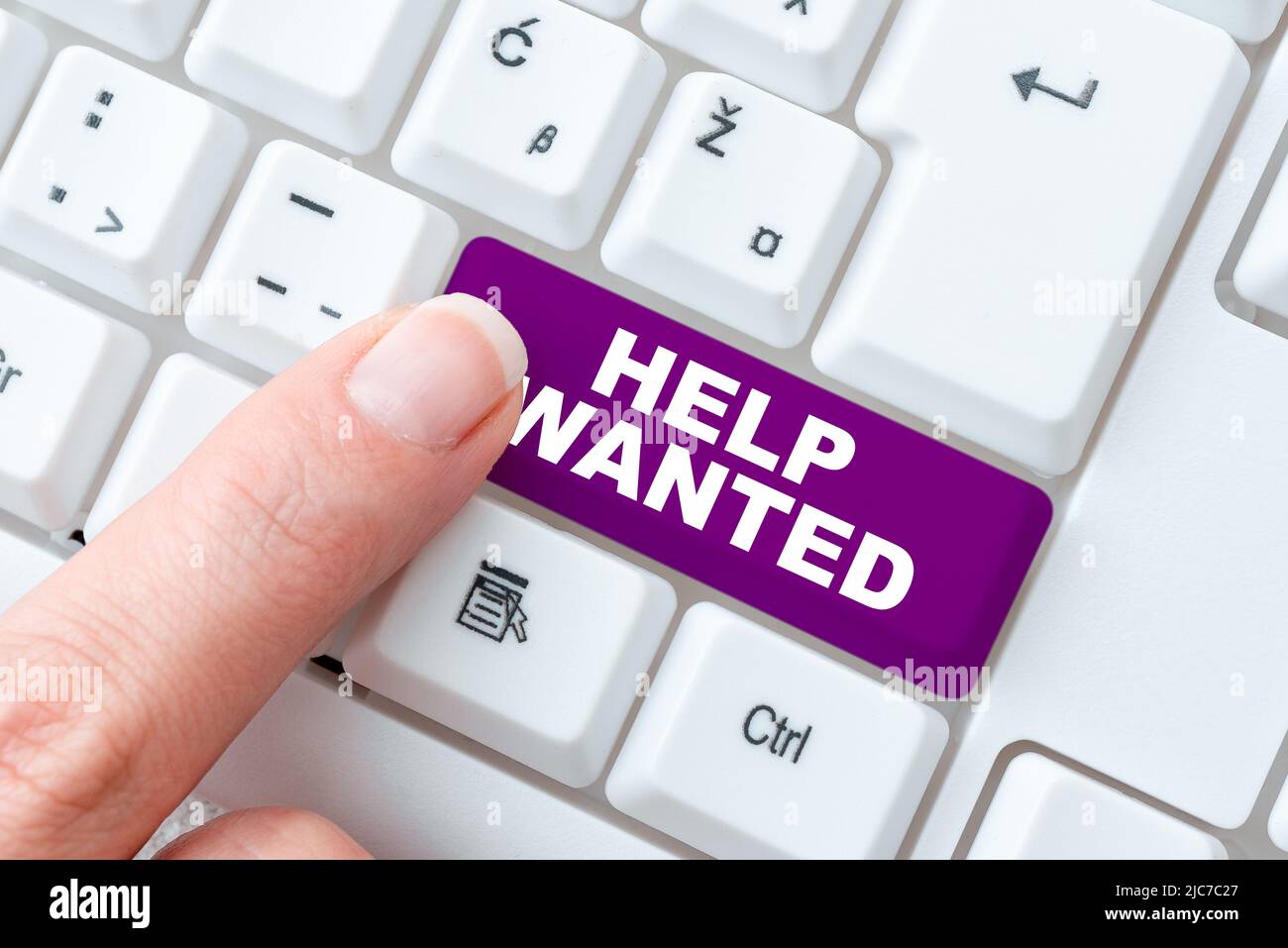 Sign displaying Help Wanted. Concept meaning advertisement placed in ...