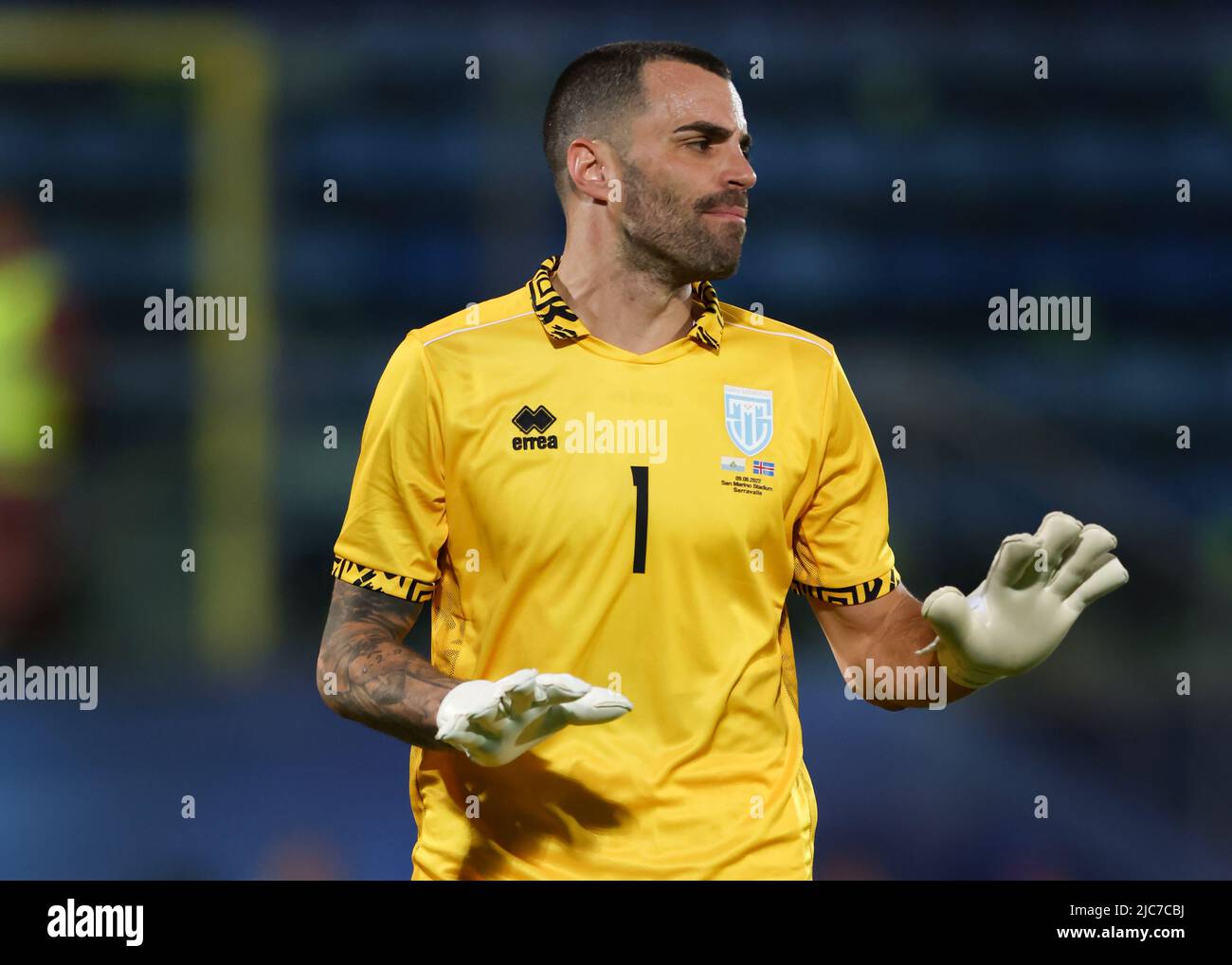 Serravalle, Italy, 9th June 2022. Aldo Simoncini of San Marino reacts ...