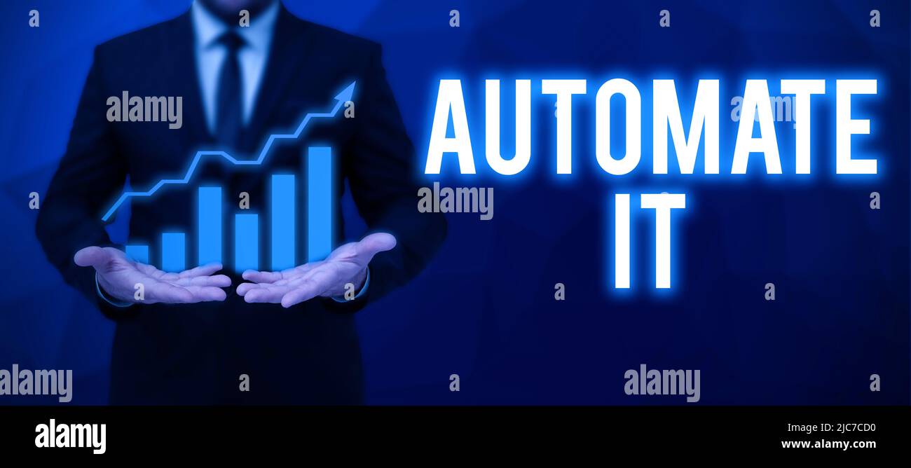Conceptual caption Automate It. Business concept convert process or ...