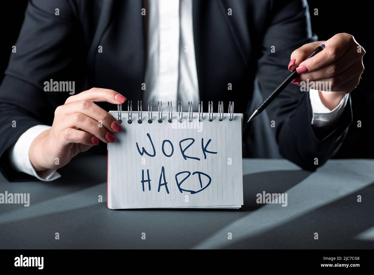 Sign displaying Work Hard. Word Written on Laboring that puts effort ...