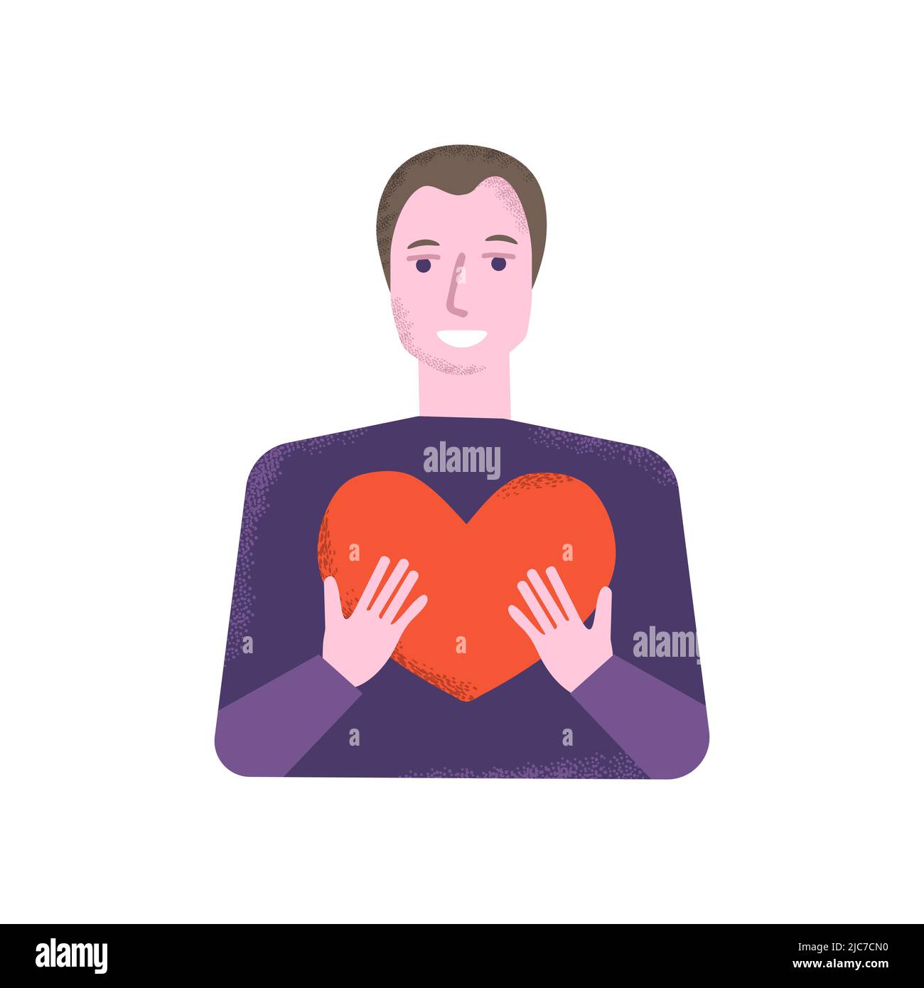 Man with red heart vector illustration Stock Vector Image & Art - Alamy