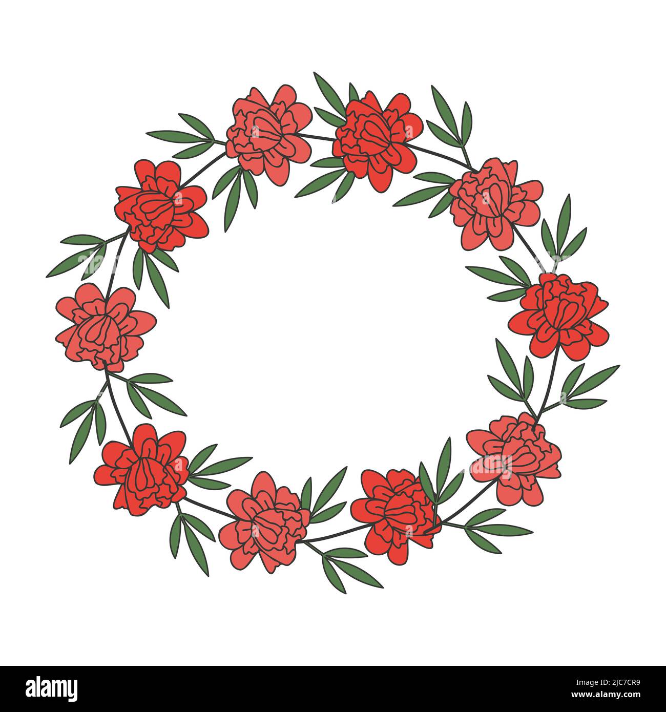 Decorative peony red flowers frame Stock Vector Image & Art - Alamy