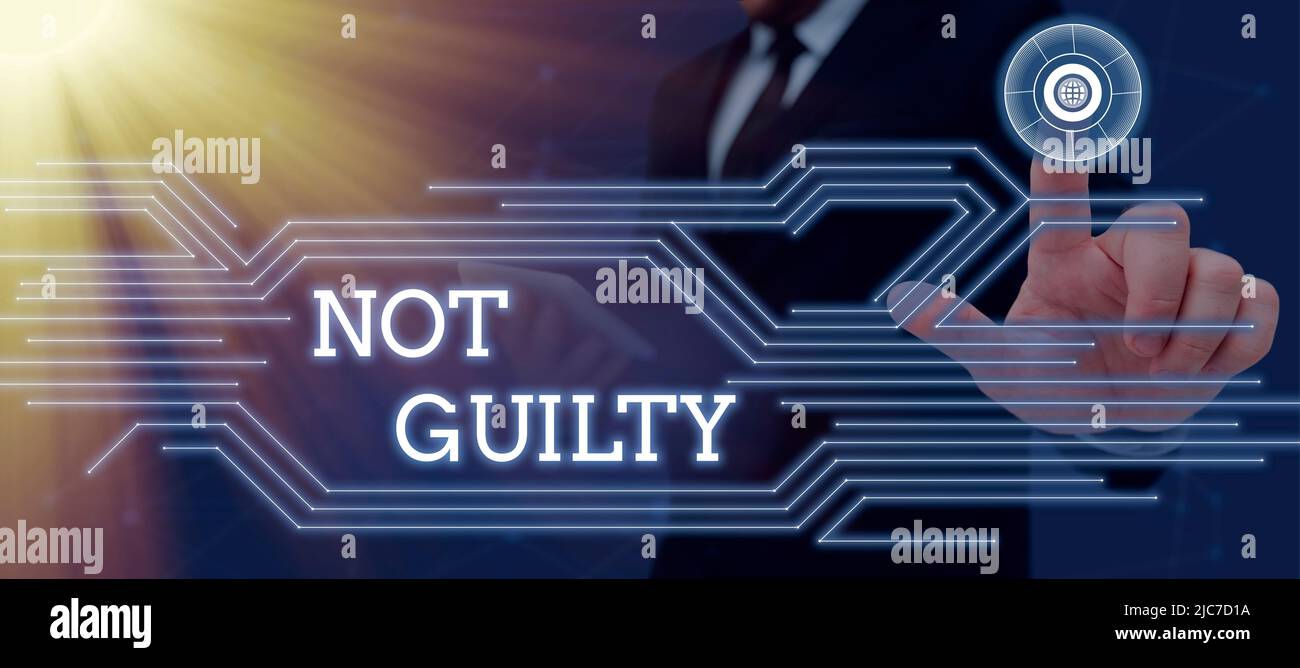 Inspiration showing sign Not Guilty. Internet Concept someone is ...