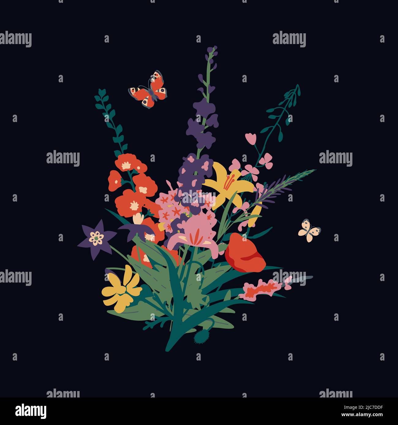 Vector isolated decorative flower bunch Stock Vector Image & Art - Alamy