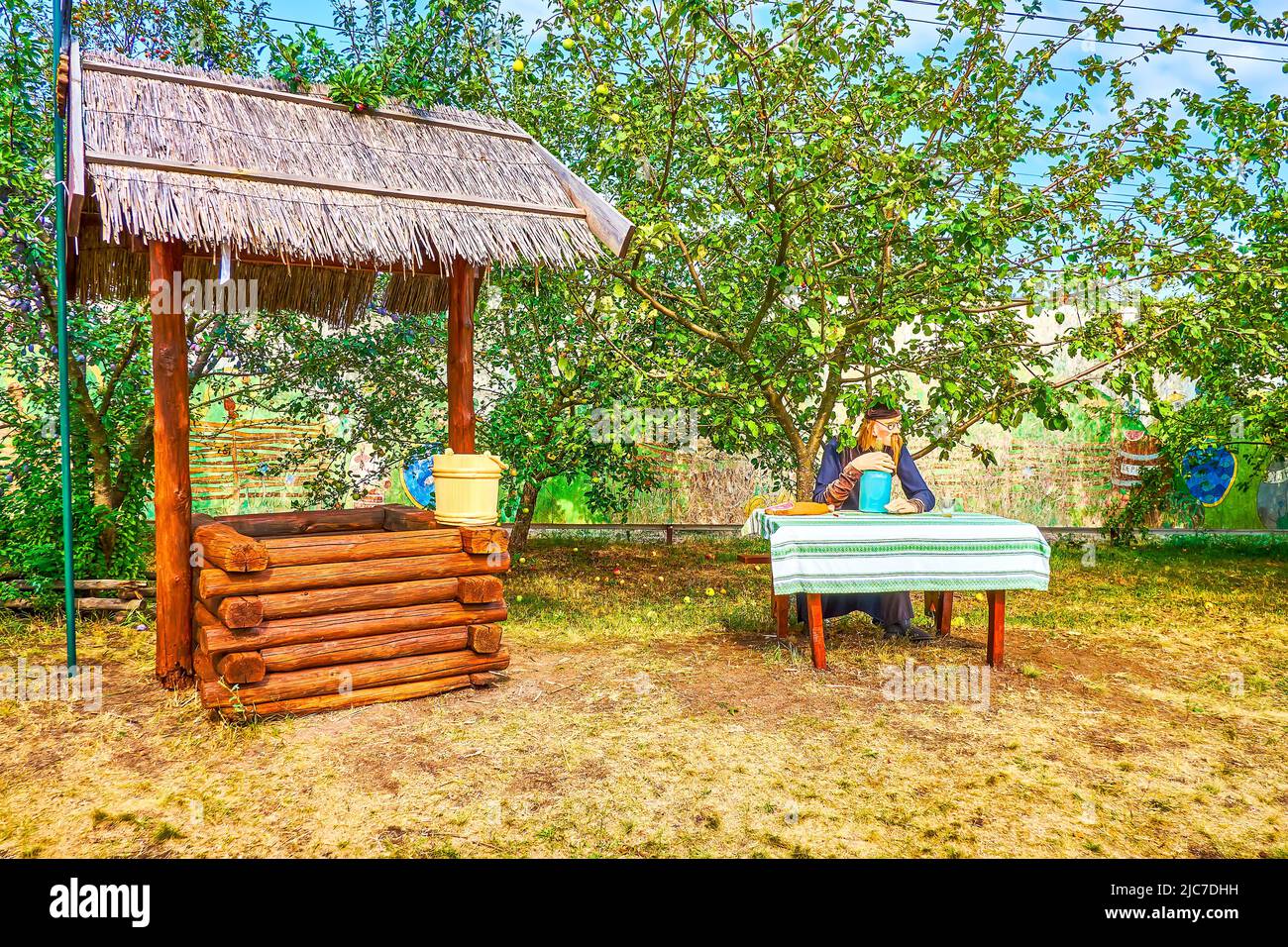 The installation in National Sorochynsky Fair scansen with a figure of ...