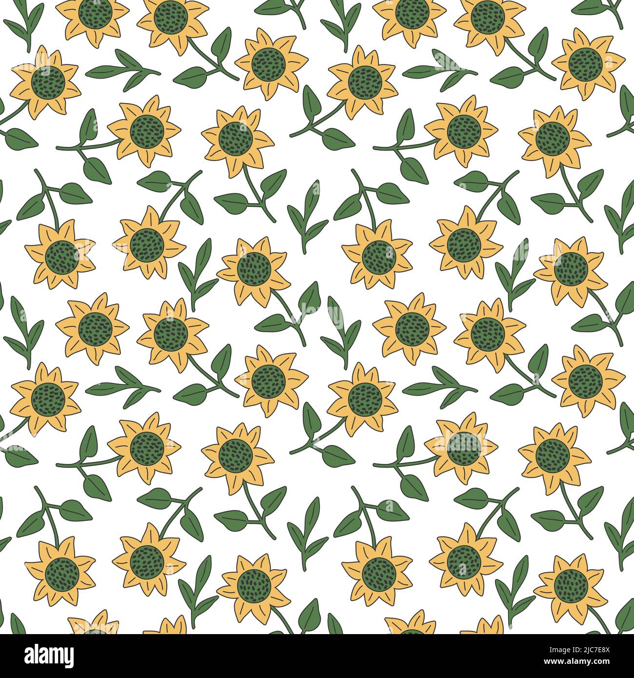 Seamless sunflowers vector decorative pattern Stock Vector Image & Art ...