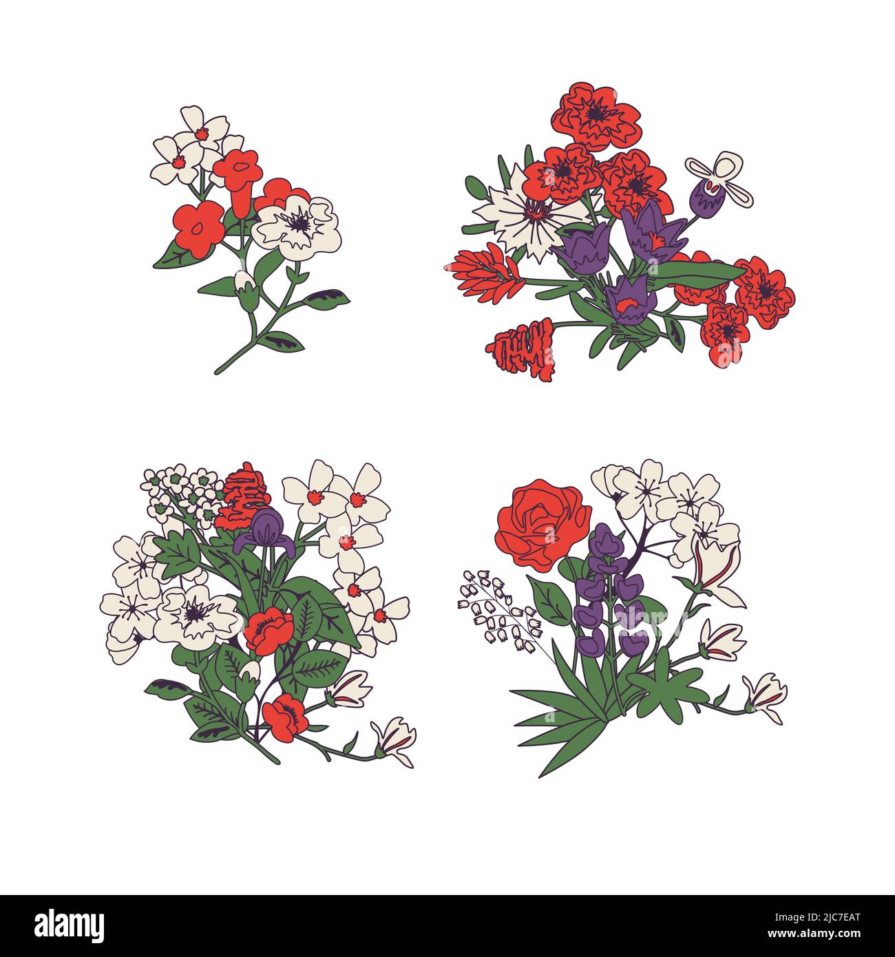 Isolated floral decorative simple bunches Stock Vector Image & Art - Alamy