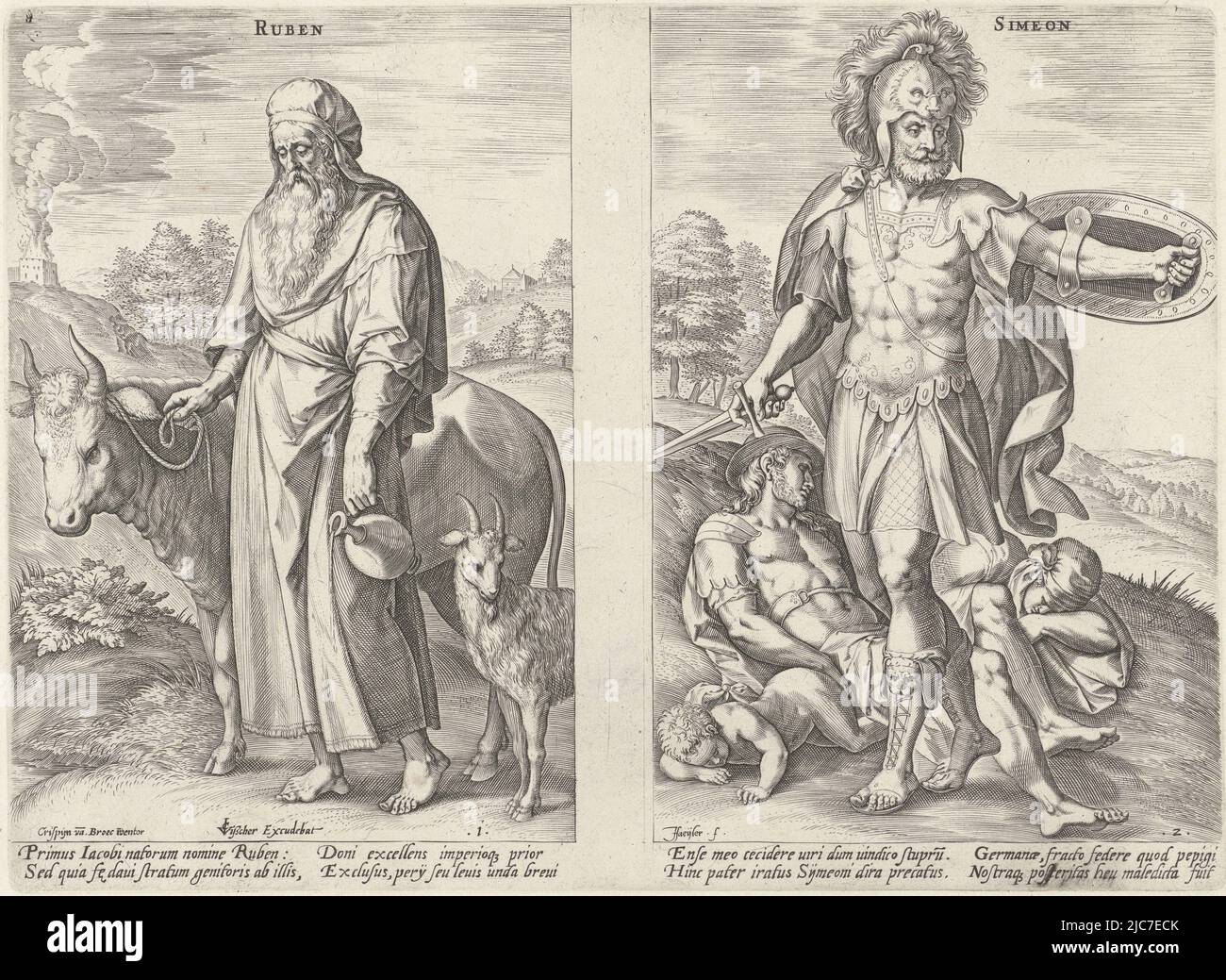 On the left, the founding father Reuben, Jacob's eldest son, in a ...