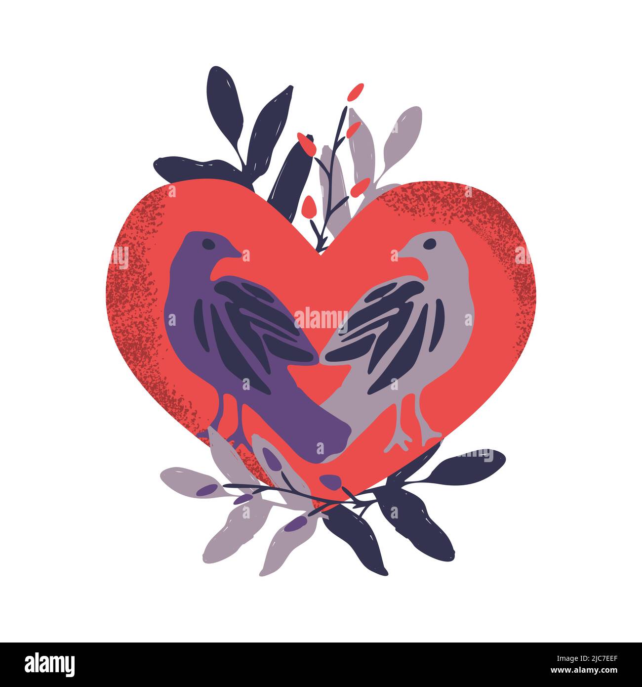 Birds and heart vector illustration Stock Vector Image & Art - Alamy