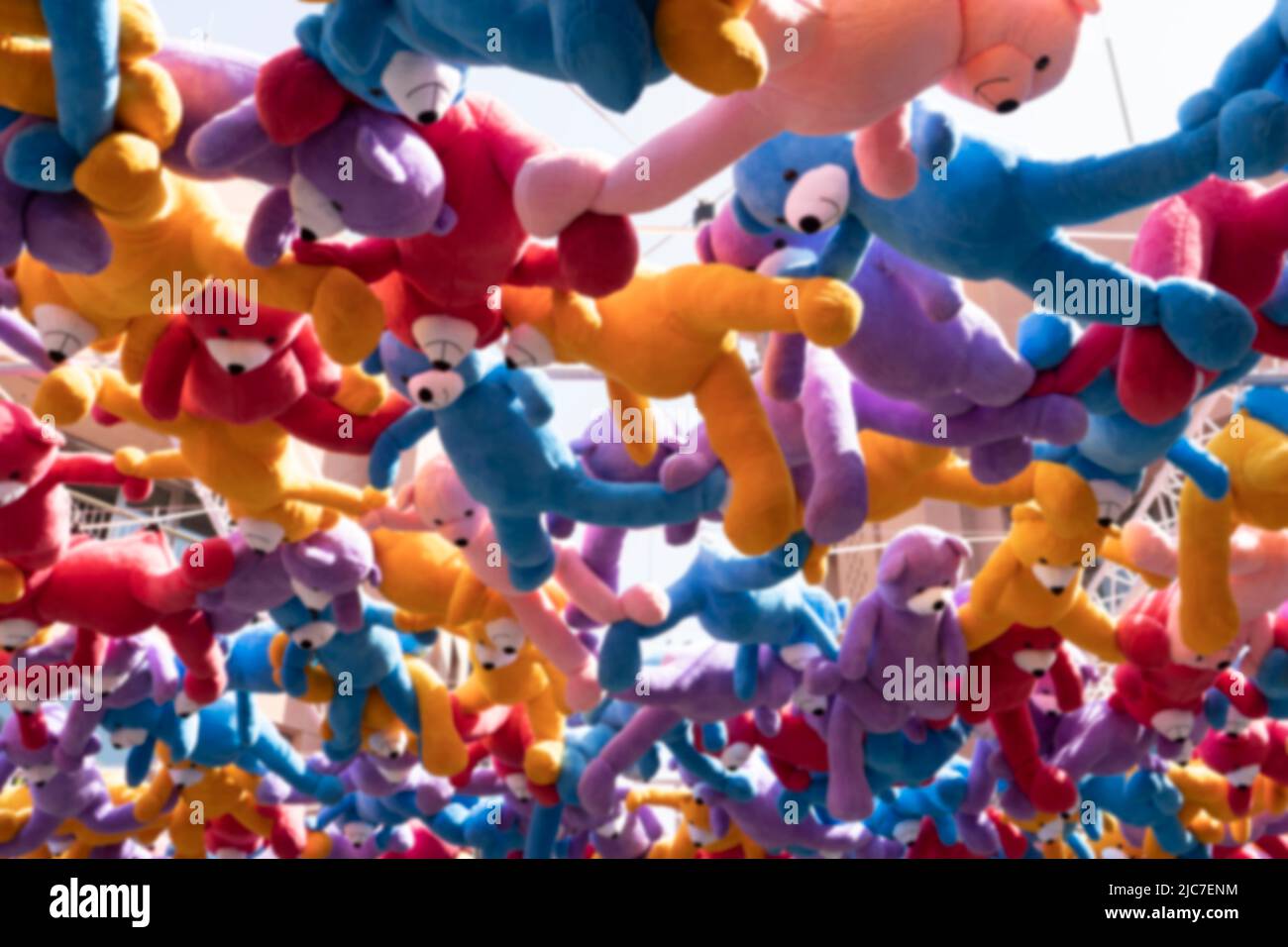 Blurred image of colorful teddy bears on top, background image Stock ...
