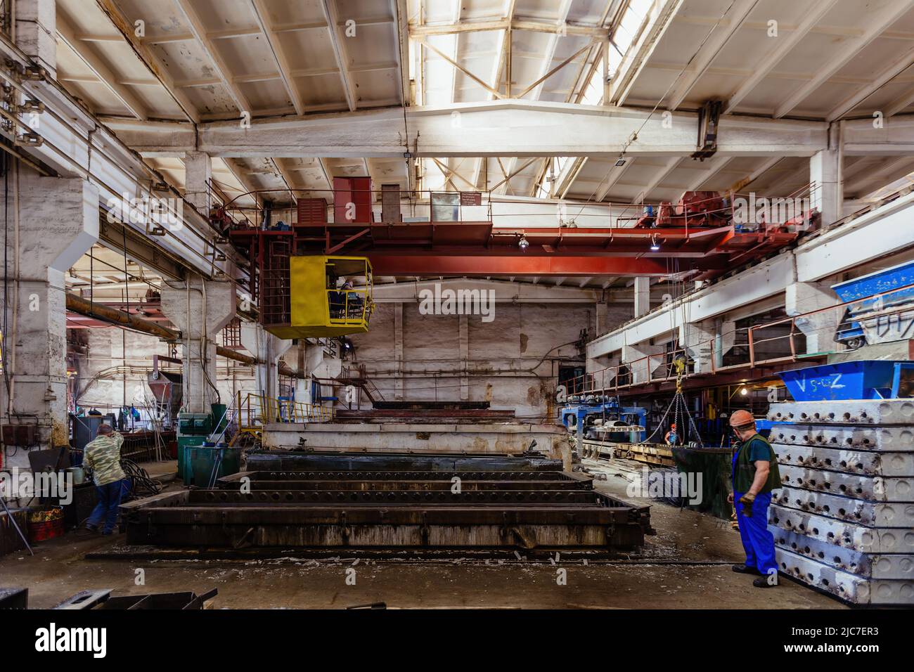 Reinforced concrete slabs production line Stock Photo - Alamy