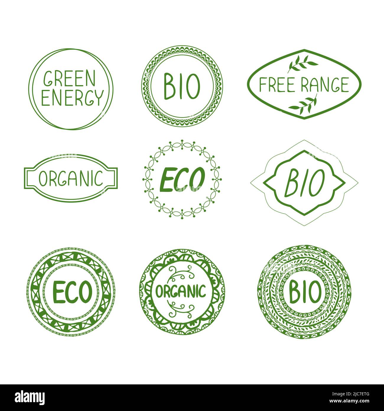 Ecology green isolated vector labels Stock Vector Image & Art - Alamy