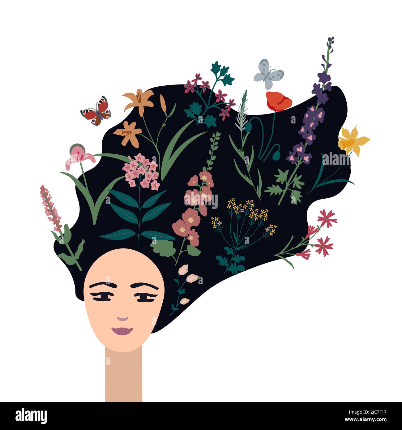 Flowers in her hair Cut Out Stock Images & Pictures - Alamy