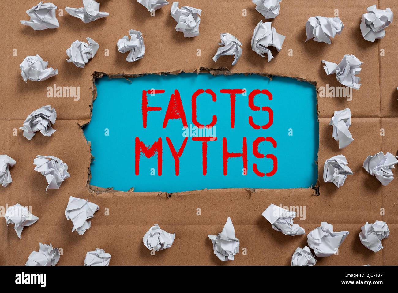 Sign displaying Facts Myths. Business approach work based on ...