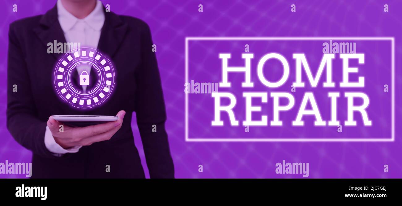 Text sign showing Home Repair. Word for maintenance or improving your ...