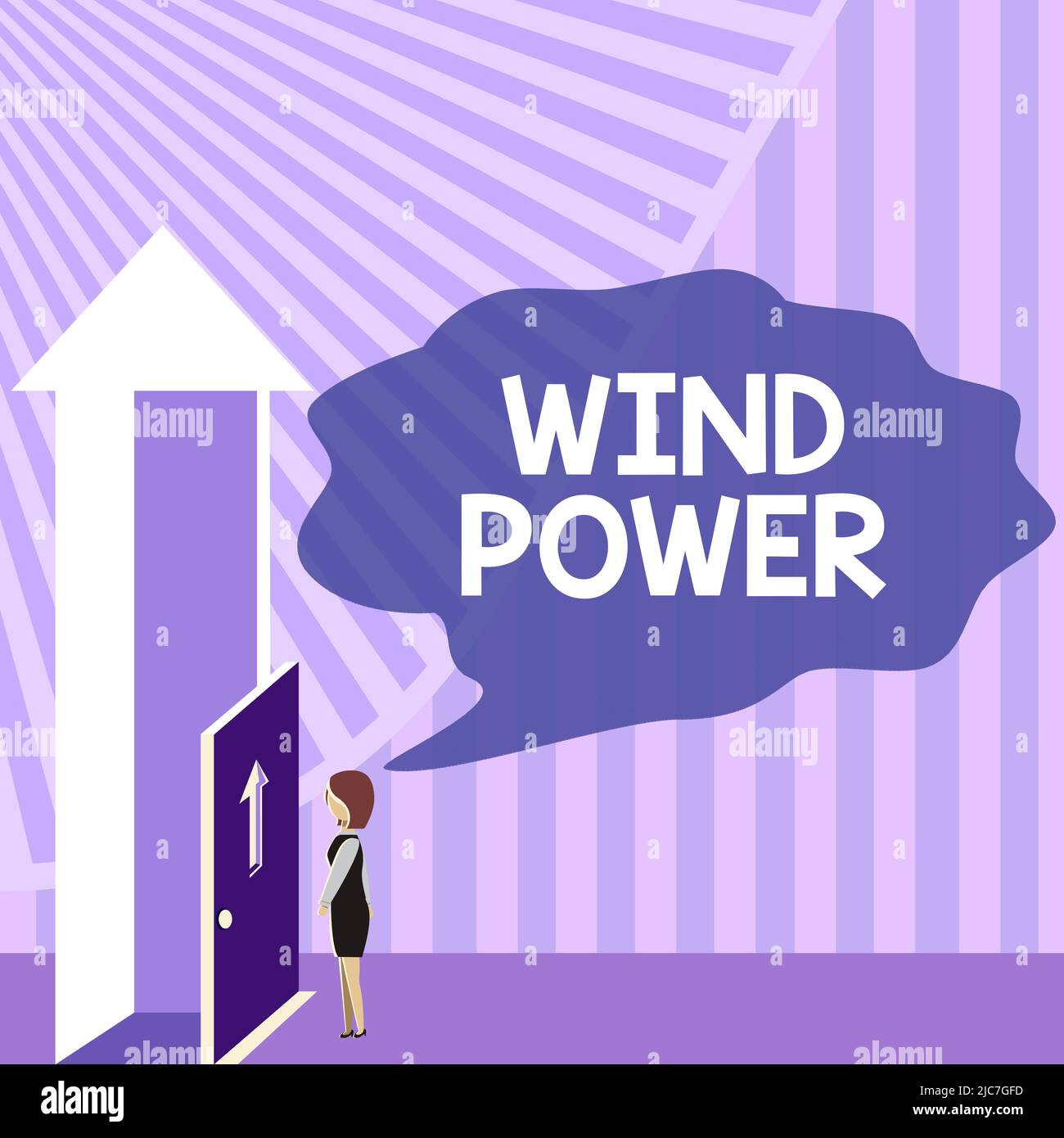 Text caption presenting Wind Power. Concept meaning use of air flowto ... Text caption presenting Wind Power. Concept meaning use of air flowto ...