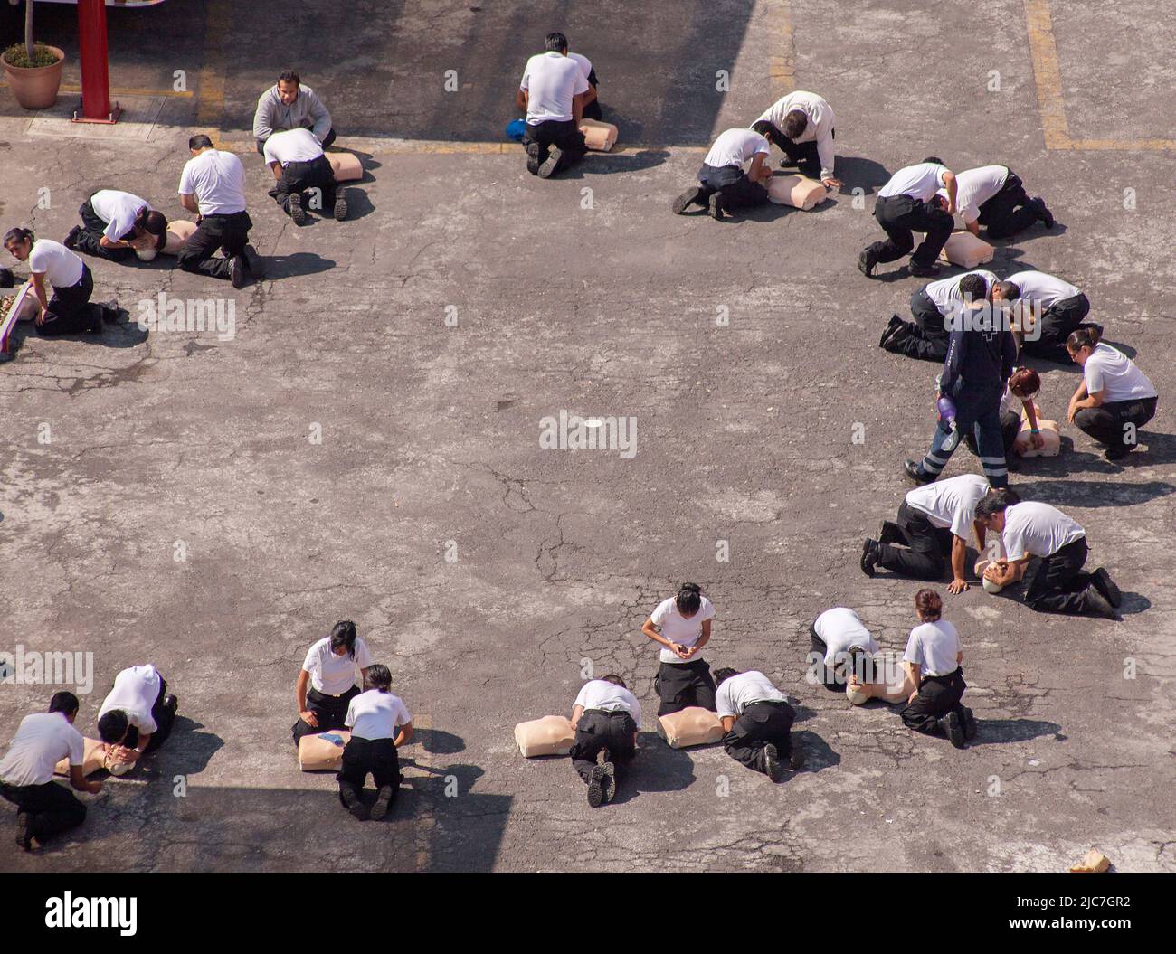 Red Cross volunteers practise mouth-to-mouth resuscitation technique on ...