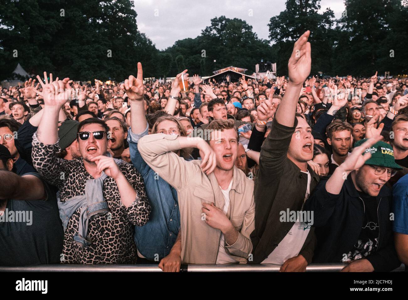 Copenhagen, Denmark. 10th June, 2022. Energetic concert goers attend a ...