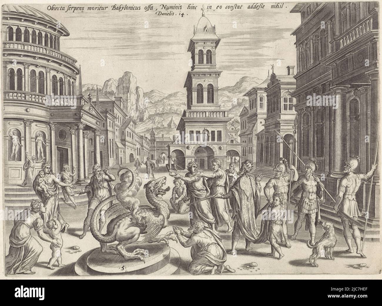 Daniel stands with King Cyrus before the dragon of Babylon, who is ...