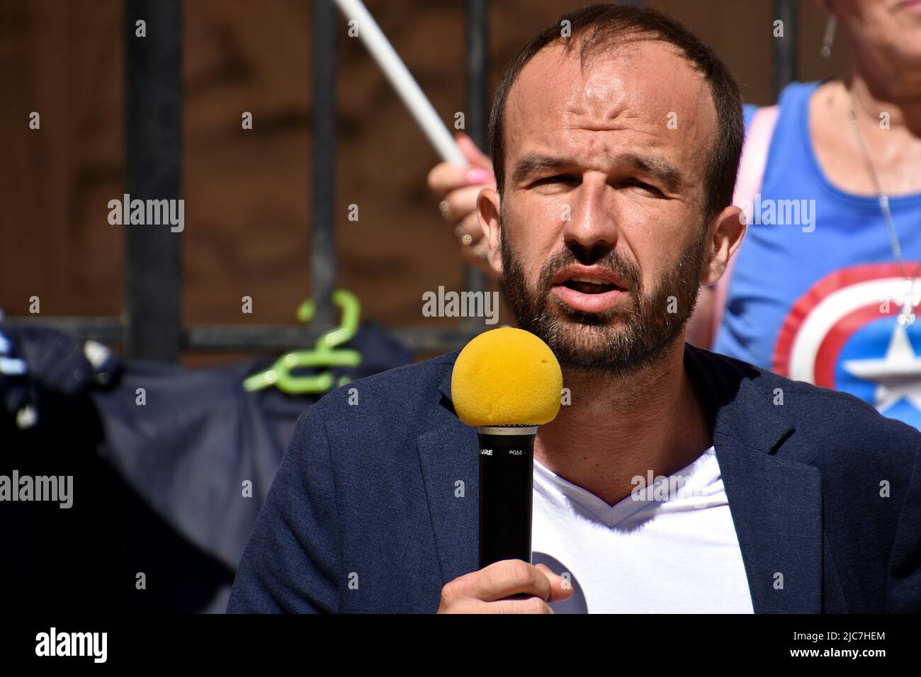 Manuel Bompard of the far left party La France Insoumise (LFI) is seen ...