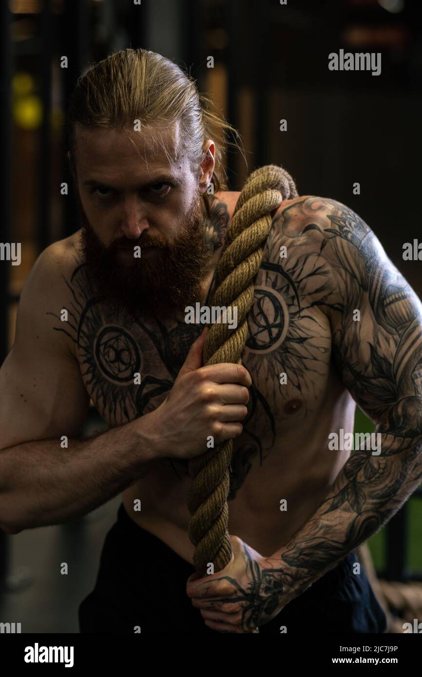 Rope tug man pirate pull invisible was casual power male, concept ...