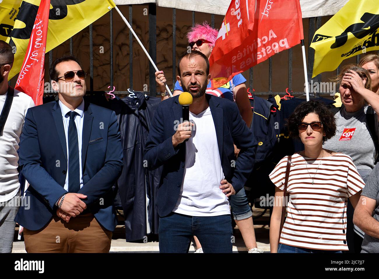 Marseille, France. 9th June, 2022. Manuel Bompard (C) of the far left ...