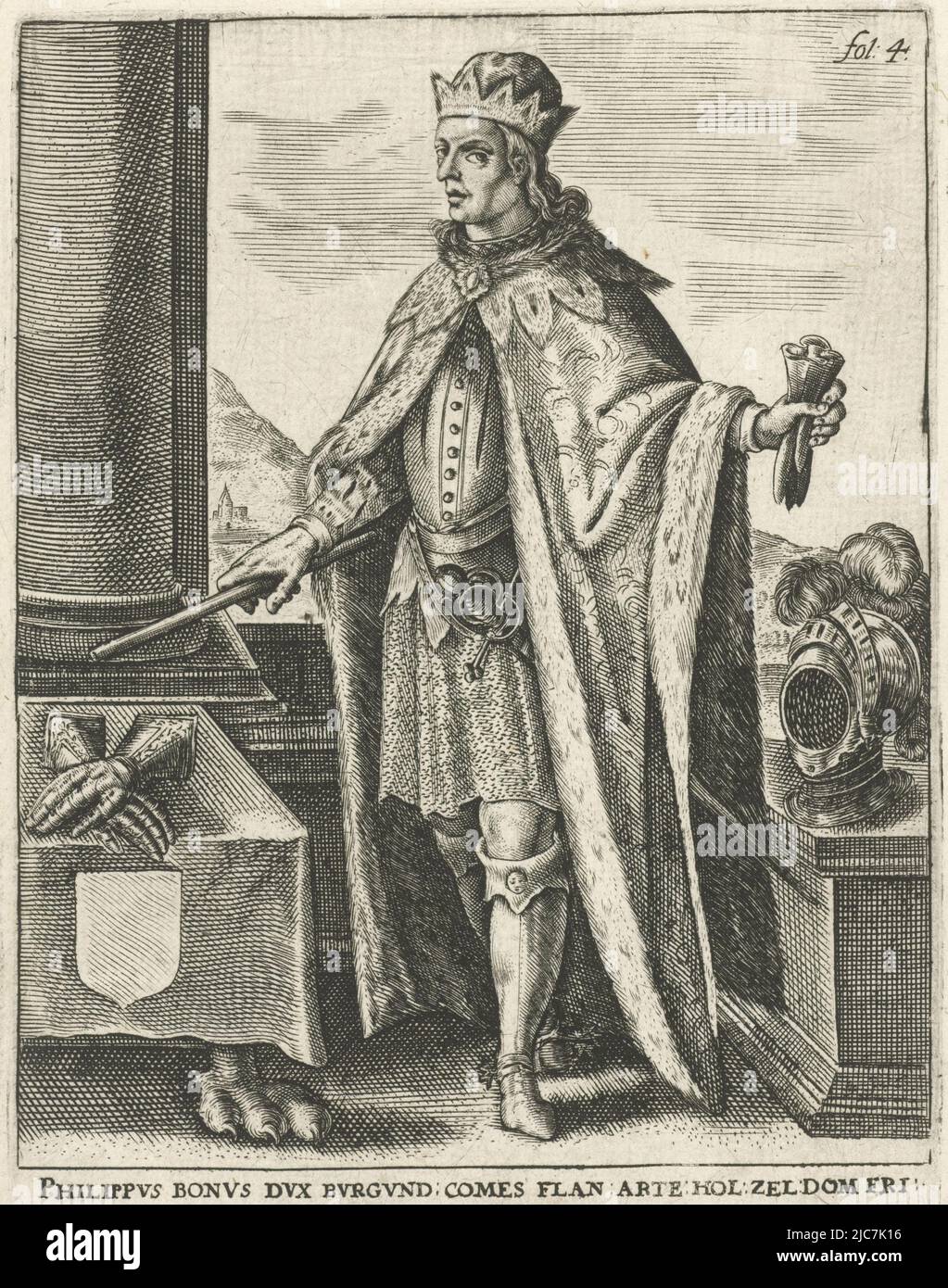 Portrait of Philip the Good, Duke of Burgundy. In the margin the name ...