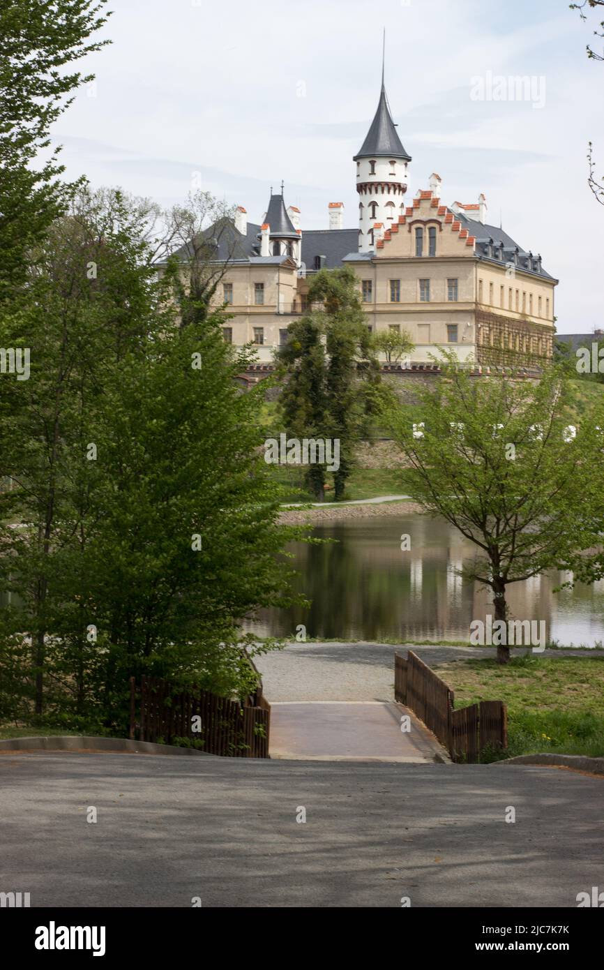 Castle Radun mirrored in a lake in the Czech Republic Stock Photo - Alamy