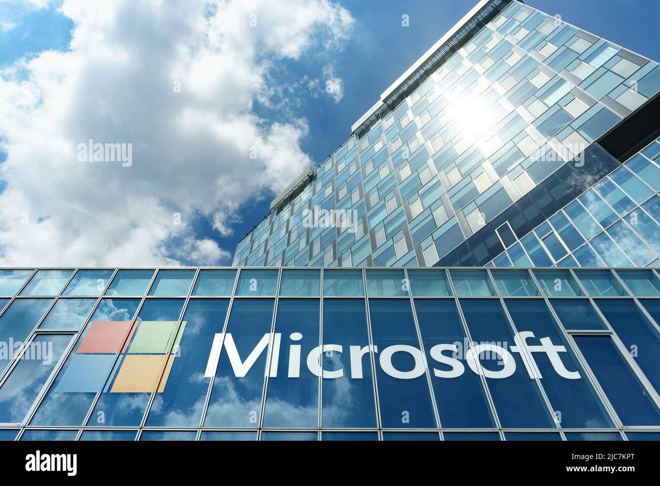 Bucharest, Romania - June 04, 2022: View of Microsoft Romania ...