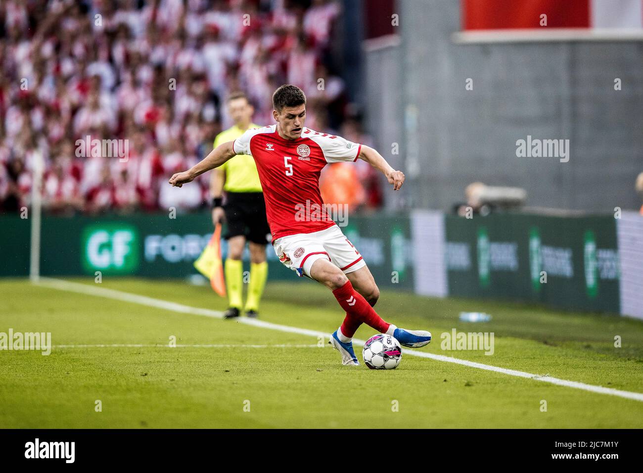 Copenhagen, Denmark. 10th June, 2022. Joakim Maehle (5) of Denmark seen ...