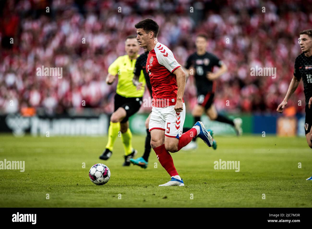 Copenhagen, Denmark. 10th June, 2022. Joakim Maehle (5) of Denmark seen ...