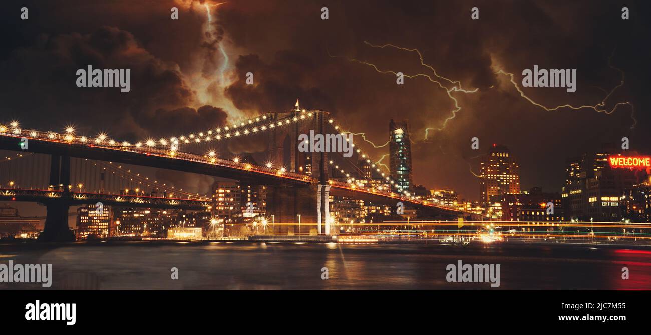 New york city night sky light pollution hi-res stock photography and ...
