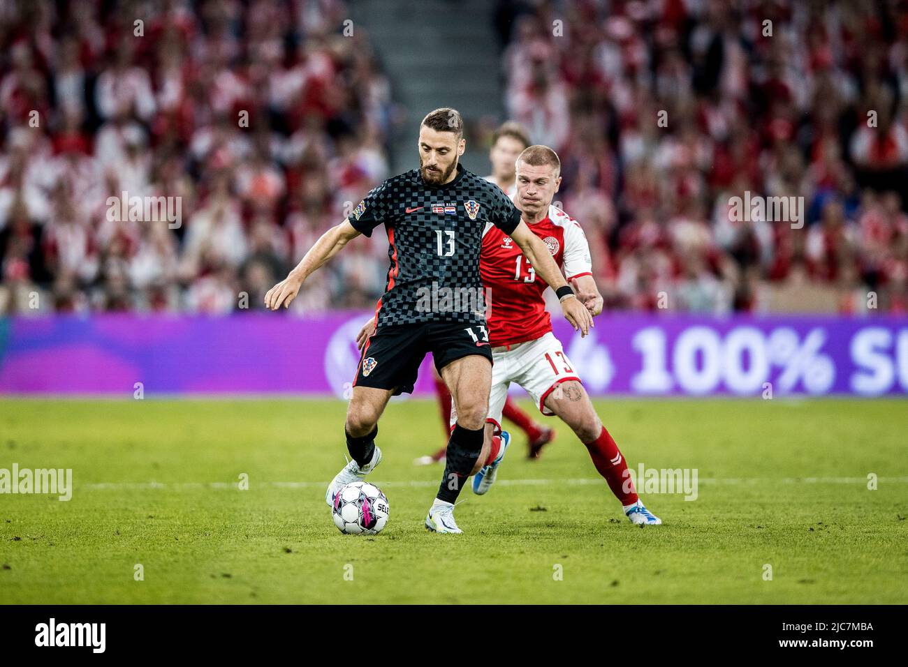 Copenhagen, Denmark. 10th June, 2022. Nikola Vlasic (13) of Croatia and ...