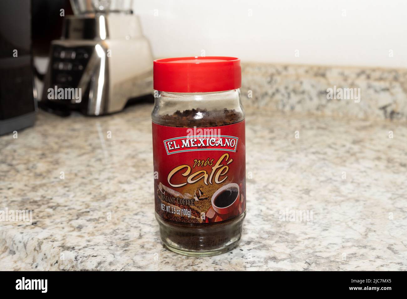 Victorville, CA, USA – June 10, 2022: A jar of Mas Cafe instant coffee ...