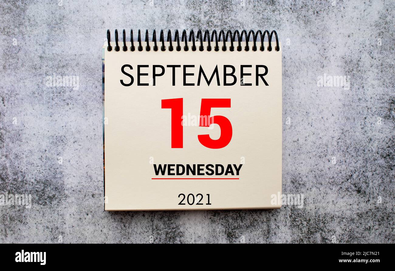 tear-off calendar sheet with date September 15 Stock Photo - Alamy