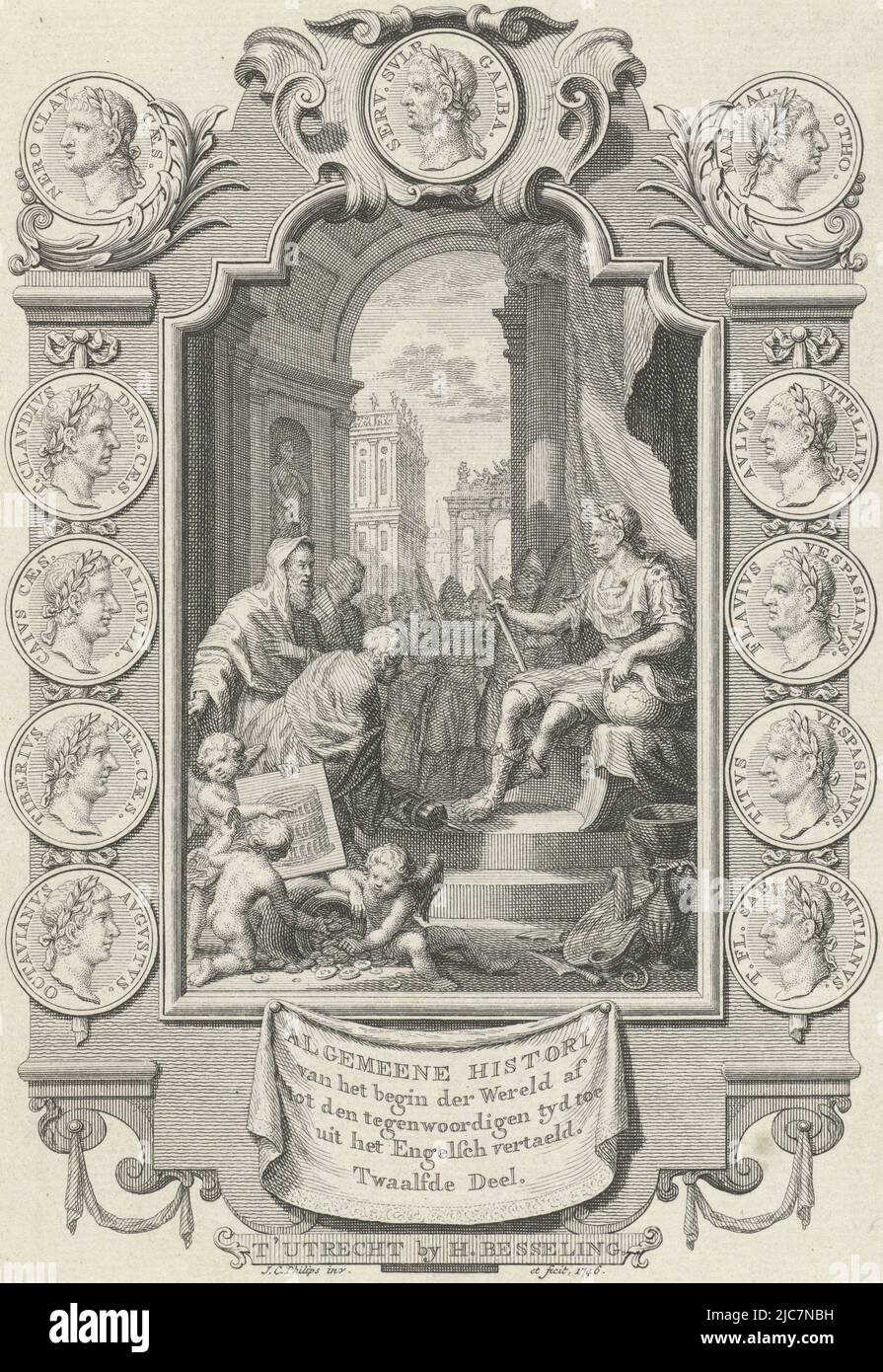 A Roman emperor sits on his throne, scepter and globe in his hands. A ...