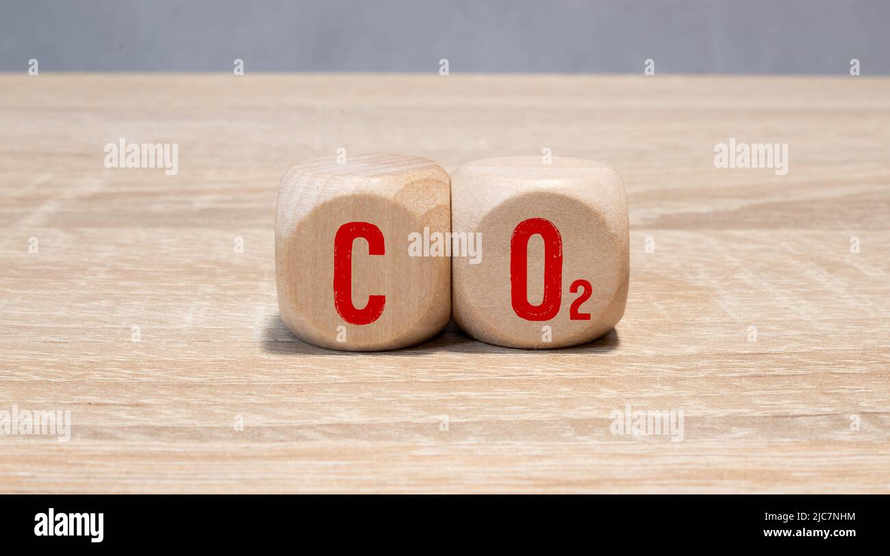 Word CO2 written in metallic letters, retro concept photography using ...