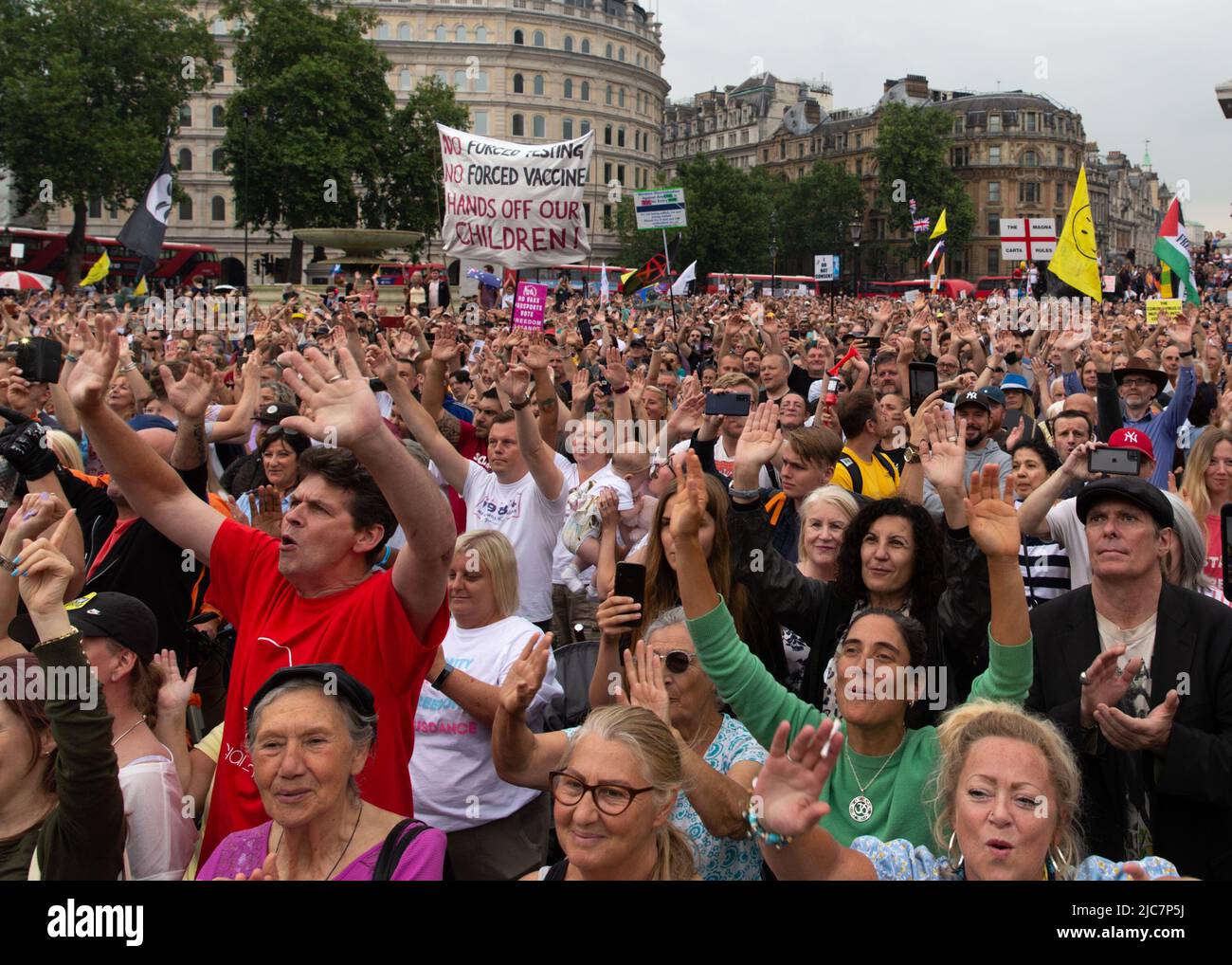 Crowds gather at the 'Worldwide Freedom Rally' anti-vaccines protest ...