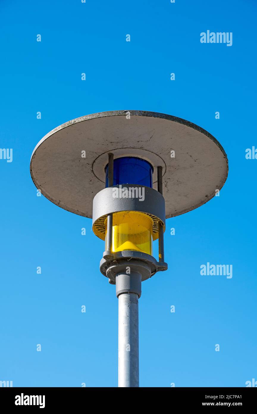 blue yellow lamp post with the same colors as Ukraine's flag Stock ...
