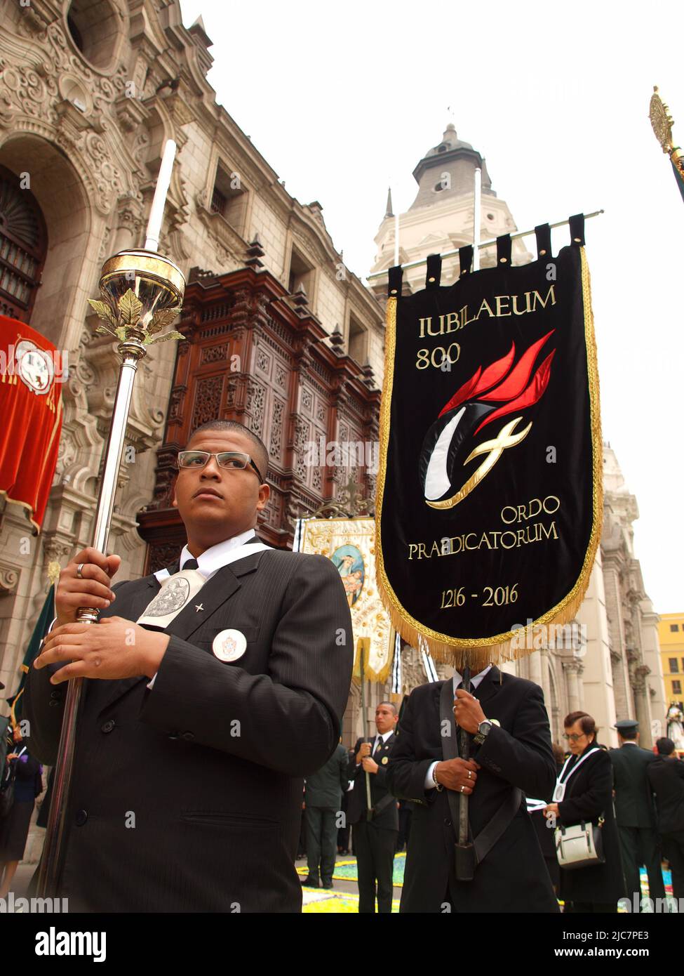 Devotees carrying the religious litter of Saint Rose of Lima, the ...