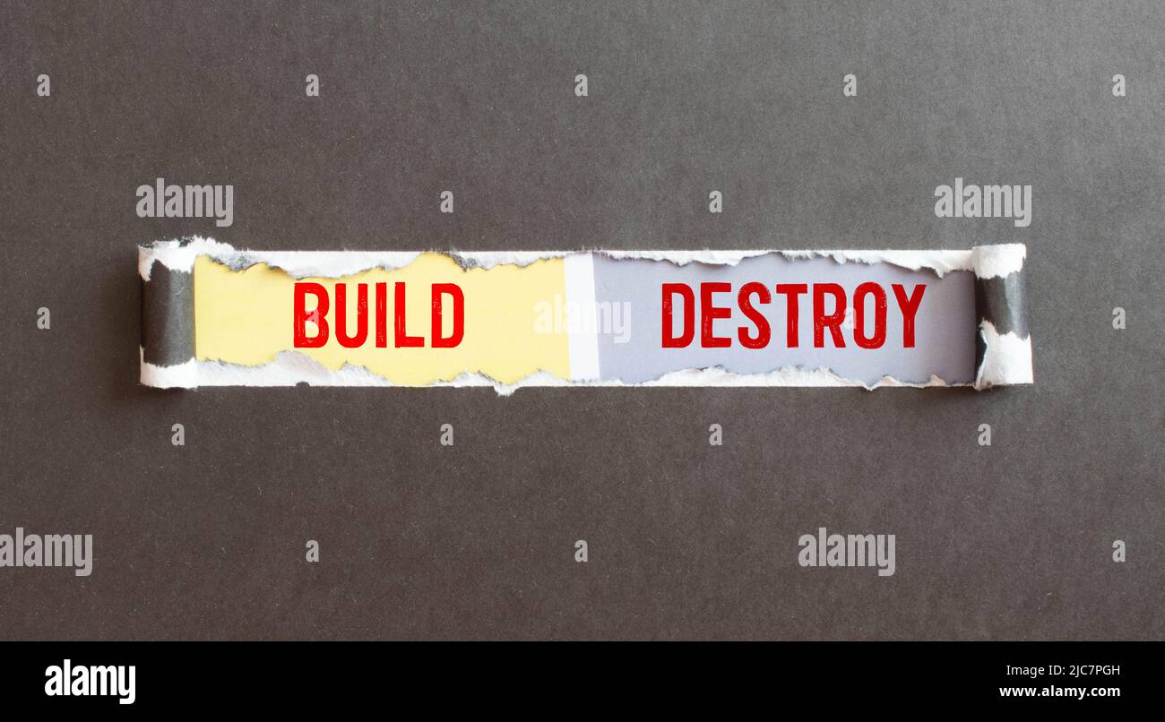 Build or destroy Destroy, concept Stock Photo - Alamy