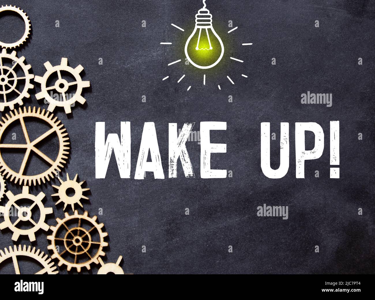 text Wake up on black background, motivation concept Stock Photo - Alamy