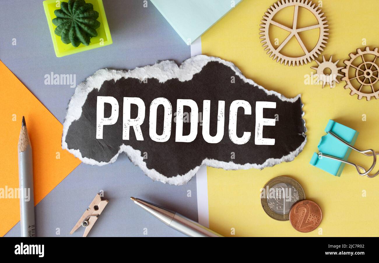 Word writing text produce. Business concept for made from materials ...