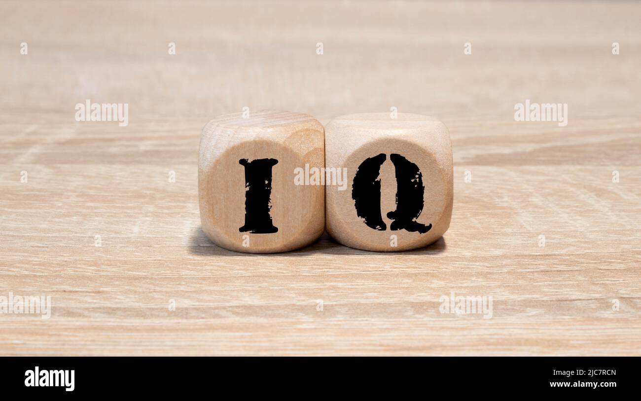 IQ block with white background, concept wooden block Stock Photo - Alamy