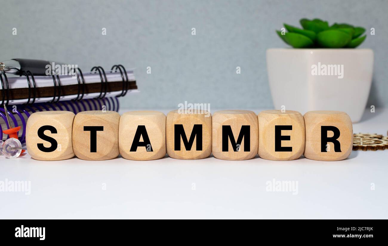 Stammer word made with building blocks. medical concept Stock Photo - Alamy