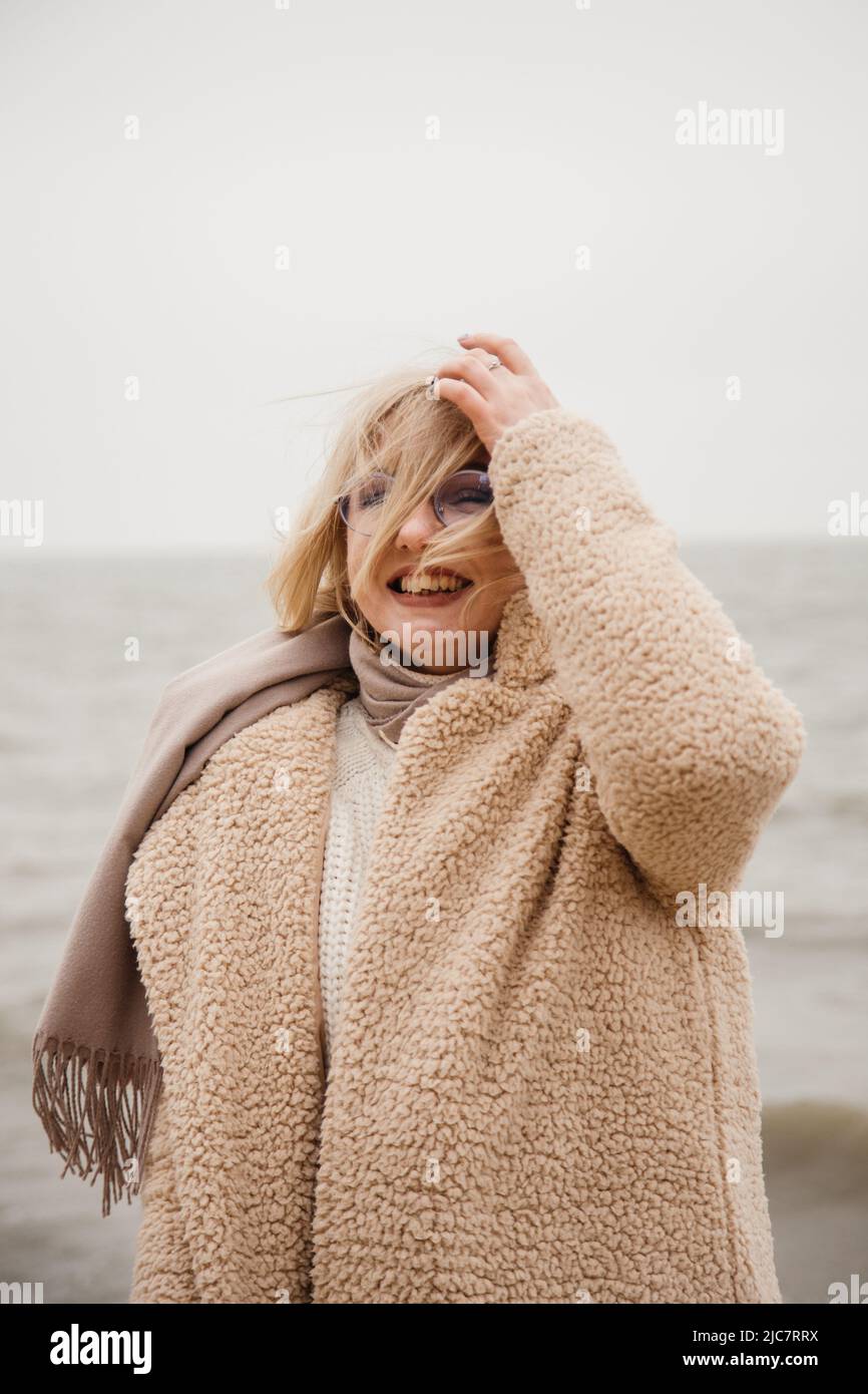 Windy day pretty young woman hi-res stock photography and images - Alamy