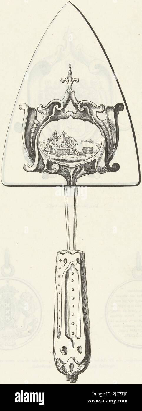 Modern illustration of the silver trowel with which Cornelis de Graeff ...