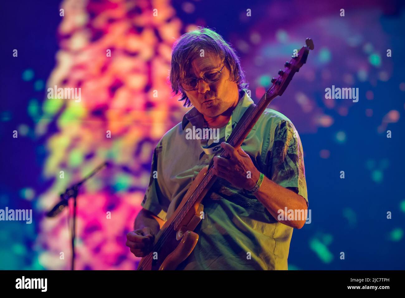 Mark Ibold american indie rock band, Pavement, performing onstage at ...