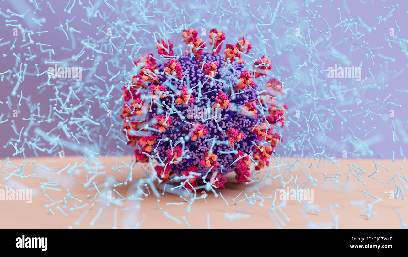 Soap killing coronavirus, conceptual illustration Stock Photo - Alamy